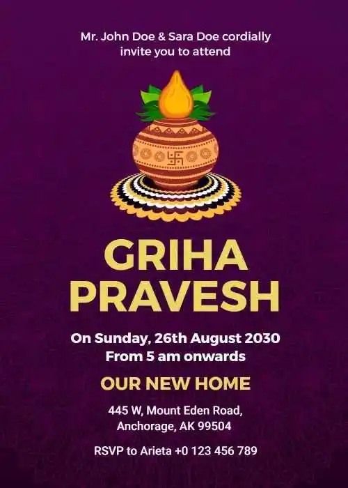 100+ Free Griha Pravesh Invitation Ideas, Cards and Samples