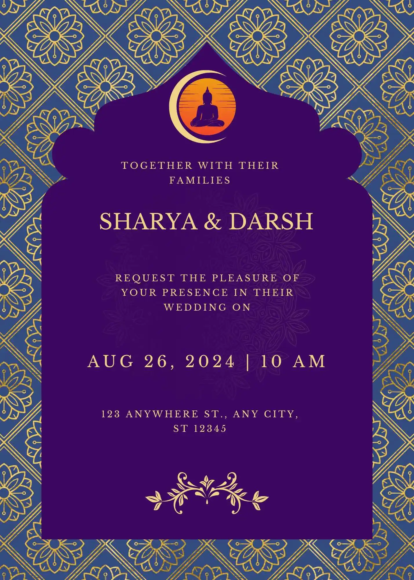 50+ Buddhist Wedding Card Invitations, Messages and Templates